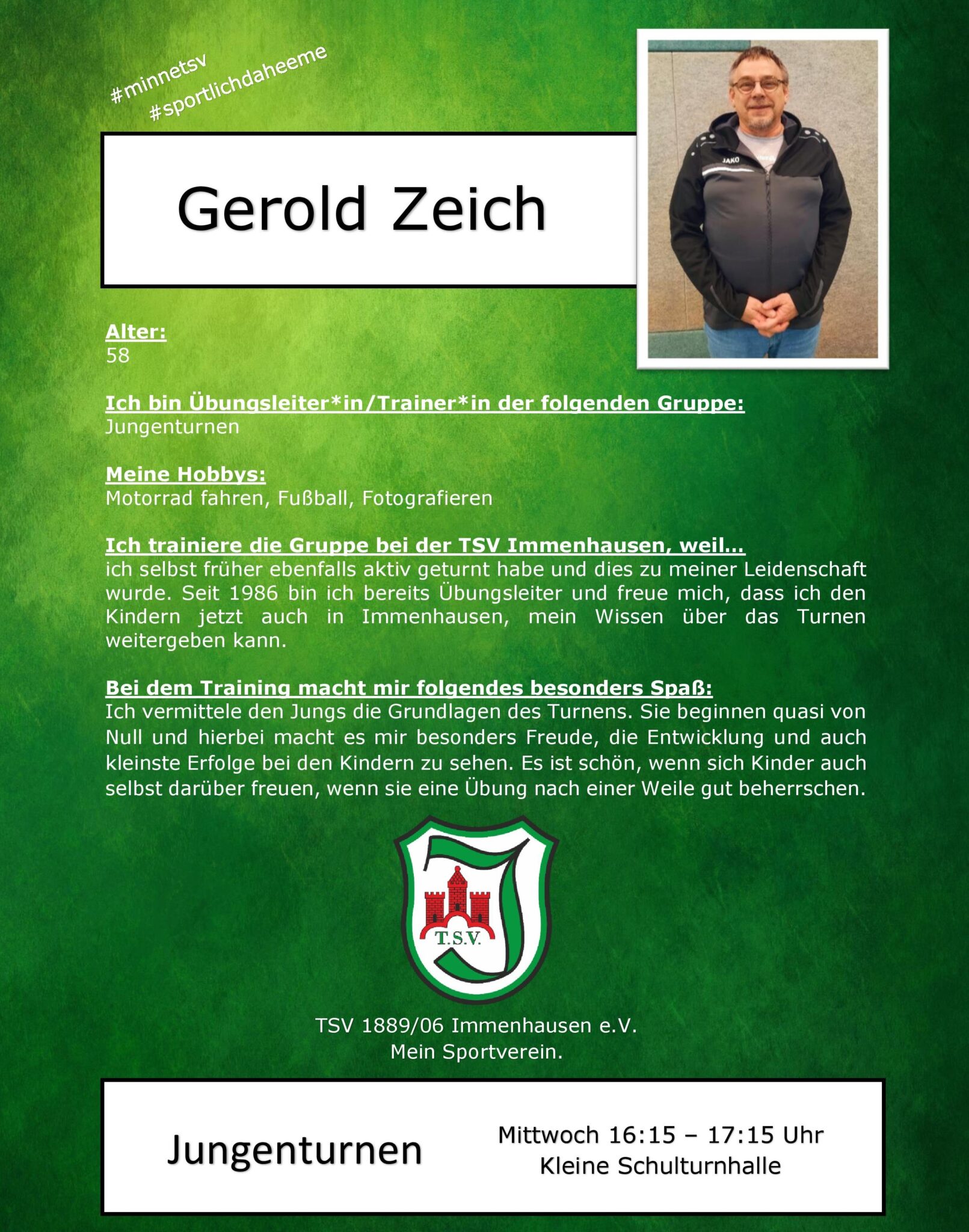 Übungsleiter Gerold Zeich – TSV 1889/06 Immenhausen e.V.